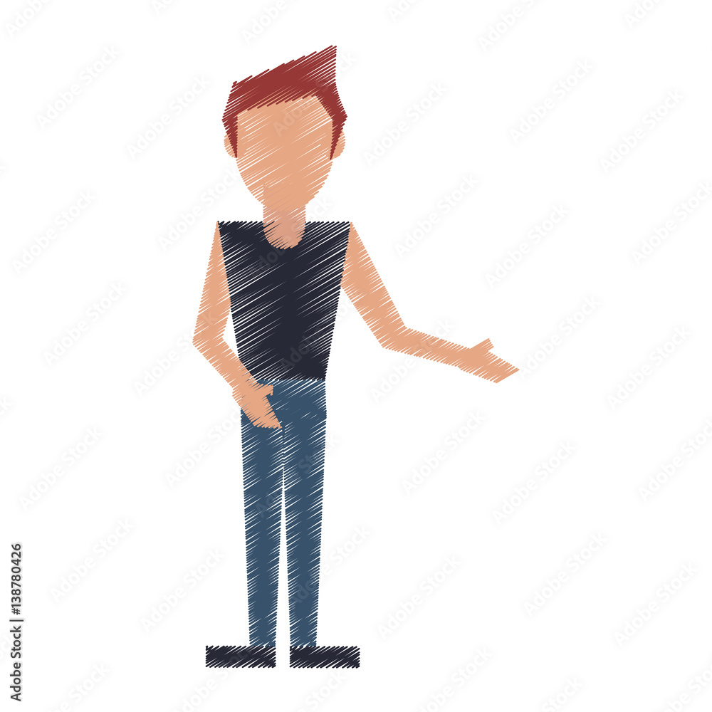abstract faceless man pointing to the side with arms icon image vector ...