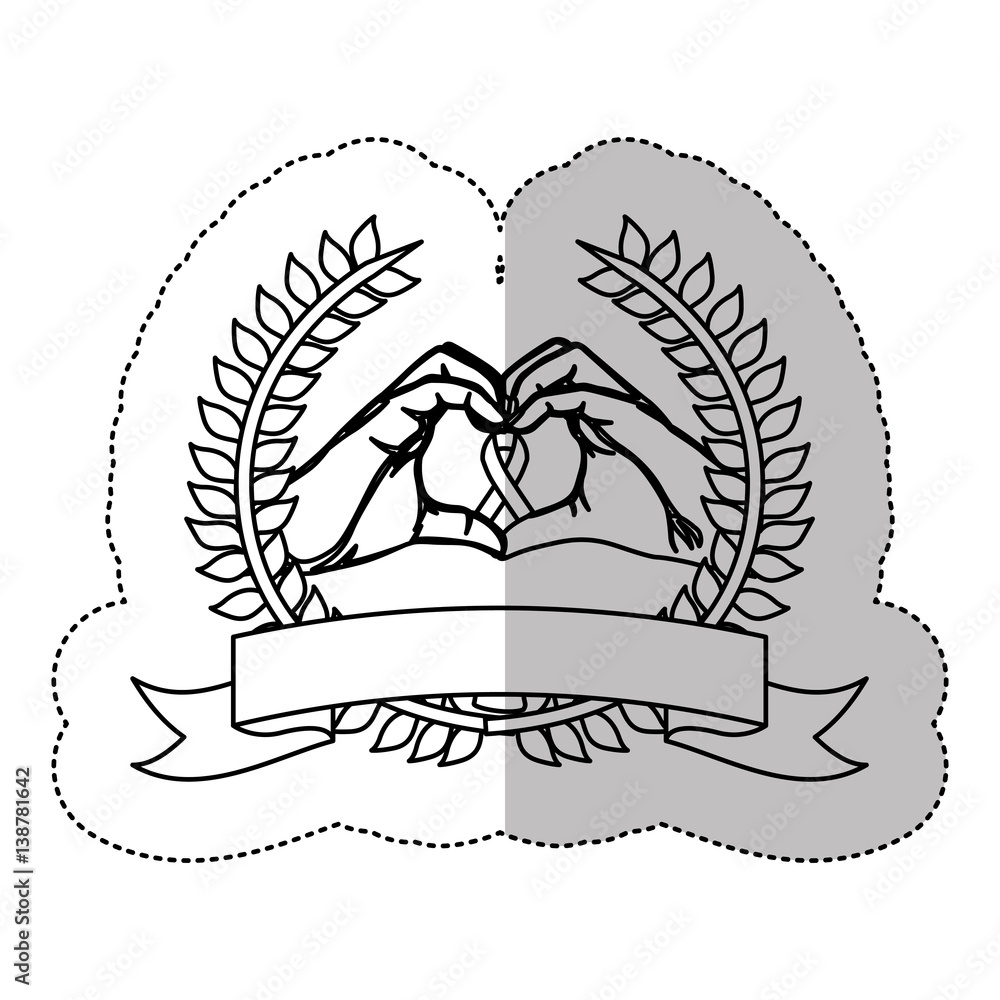 symbol hand shape heart with breast cancer ribbon, vector illustration ...