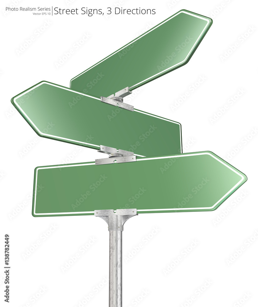 Vector Street Signs. Vector of 3 way Street Signs pointing in opposite ...