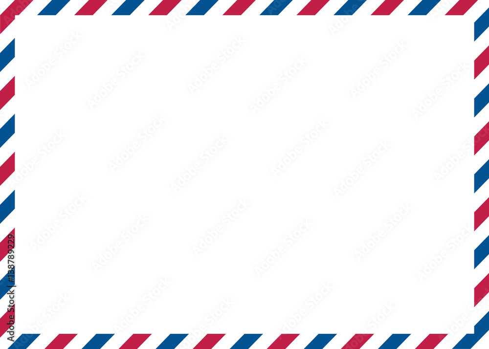 Classic envelope border with red and blue colors for greeting card ...