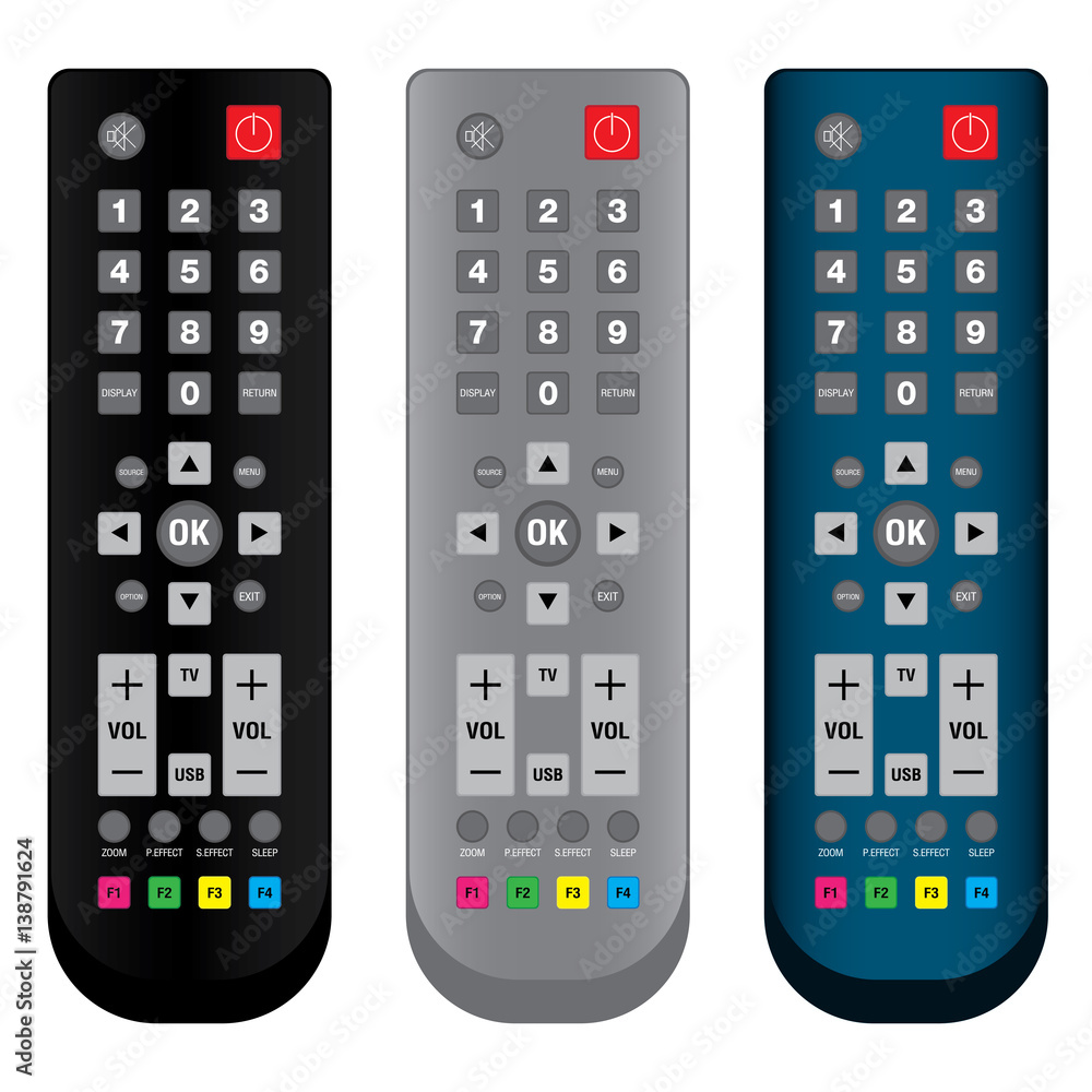 Remote Control in colorful isolated on white background. Stock Vector ...