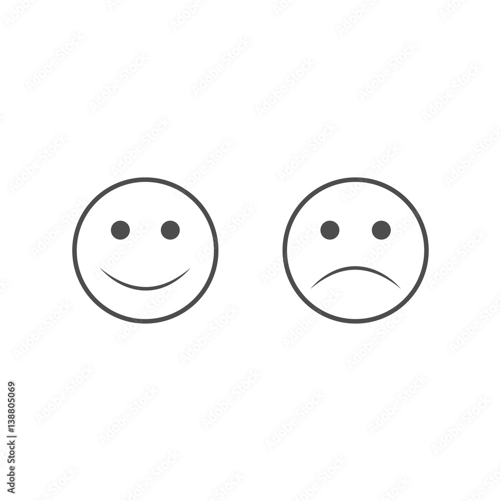 Smiley face. Set Smiley face icon. Happy and unhappy smileys faces ...