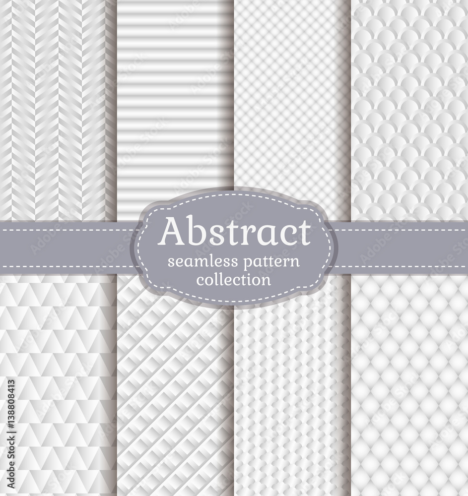 Vetor de White geometric textures. Vector set. do Stock | Adobe Stock