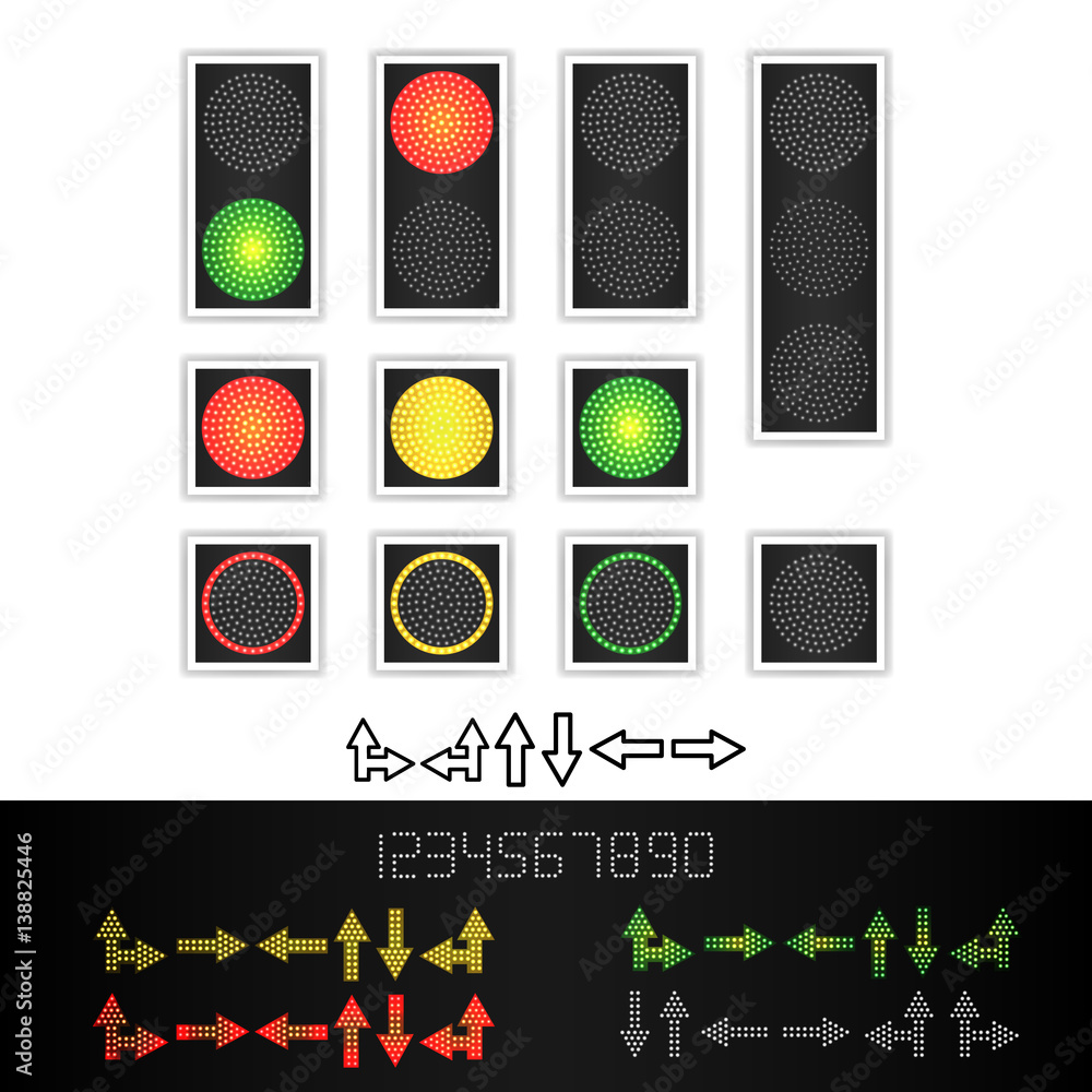 Road Traffic Light Vector. Realistic LED Panel. Sequence Lights Red ...