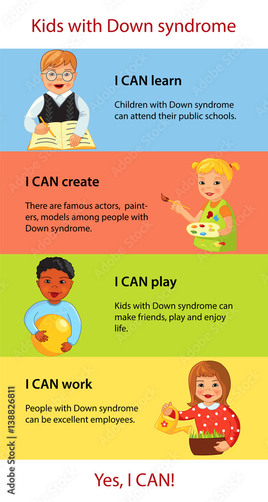 Children with Down syndrome facts infographics Stock Vector | Adobe Stock