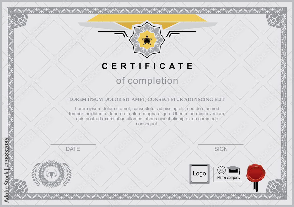 Grey modern official certificate. Stock Vector | Adobe Stock
