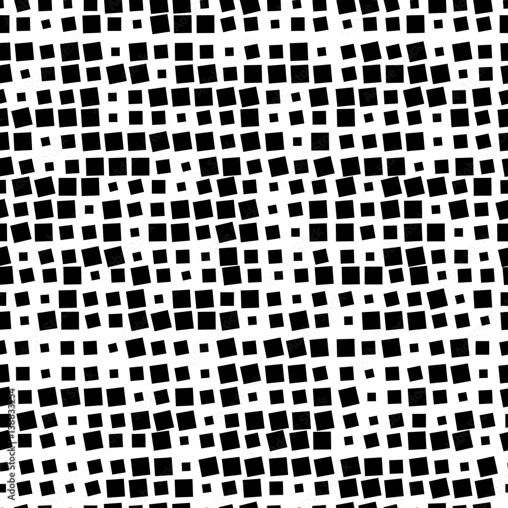 Seamless geometric black and white ornament generated by random squares ...