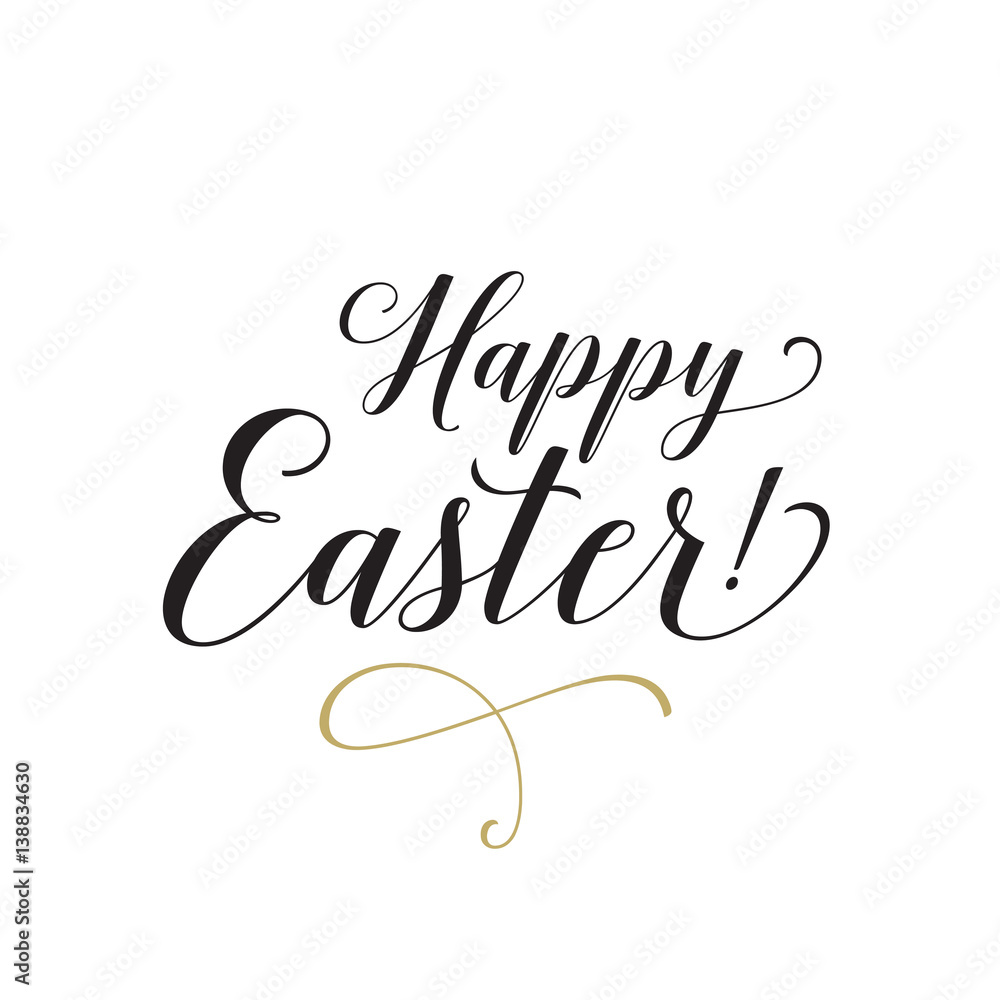 Happy Easter calligraphy and swirl element Stock Vector | Adobe Stock