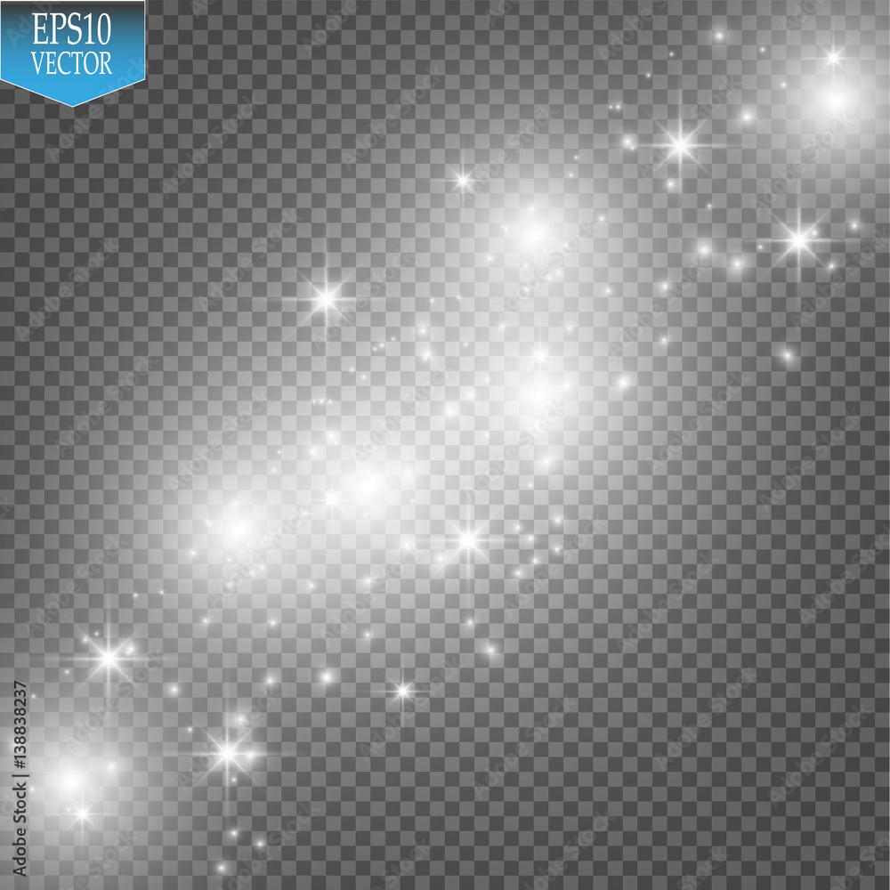 Lights on transparent background. Magic concept. Vector white glitter ...