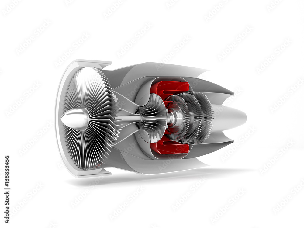 Jet airplane engine cross section isolated on white Stock Illustration ...