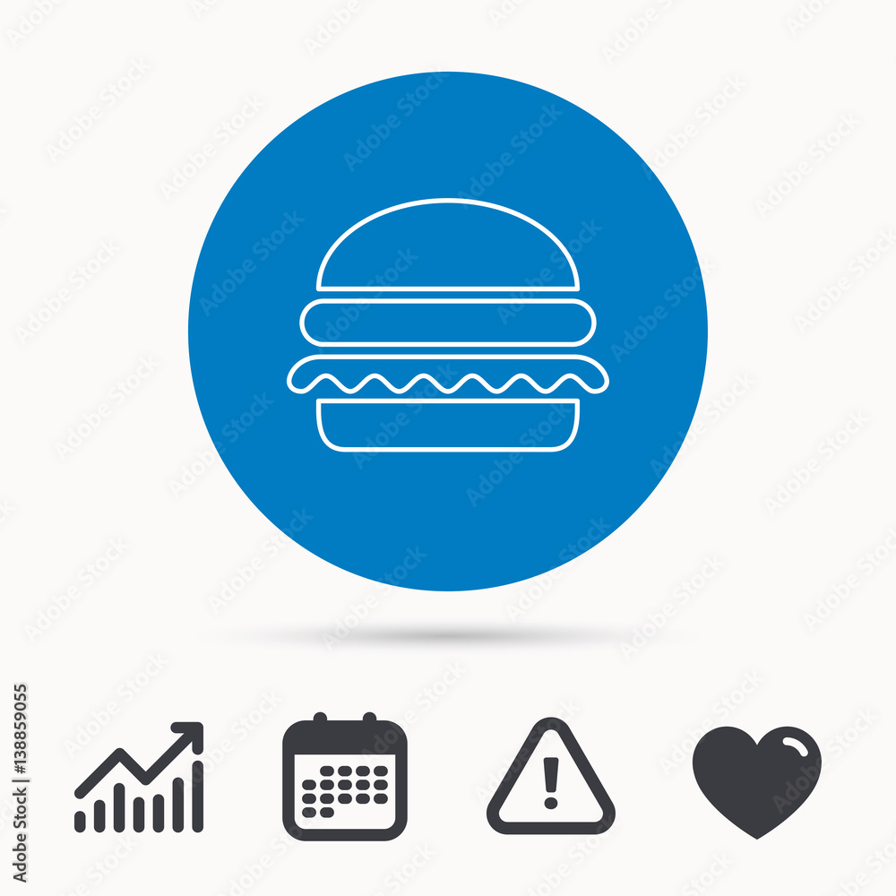 Hamburger icon. Fast food sign. Burger symbol. Calendar, attention sign ...