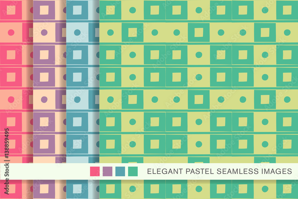 Seamless pastel background set square round geometry Stock Vector ...