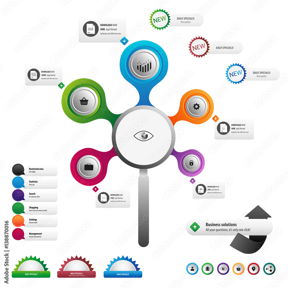 Marketing buttons set for online business Stock Vector | Adobe Stock