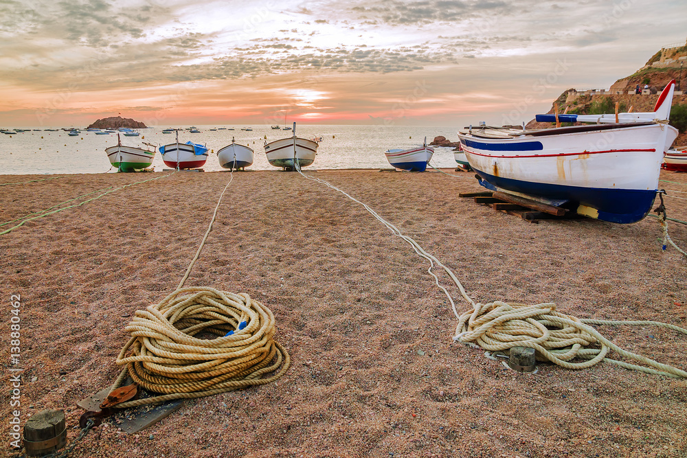 sunrise in Tossa de Mar, Spain Stock Photo | Adobe Stock