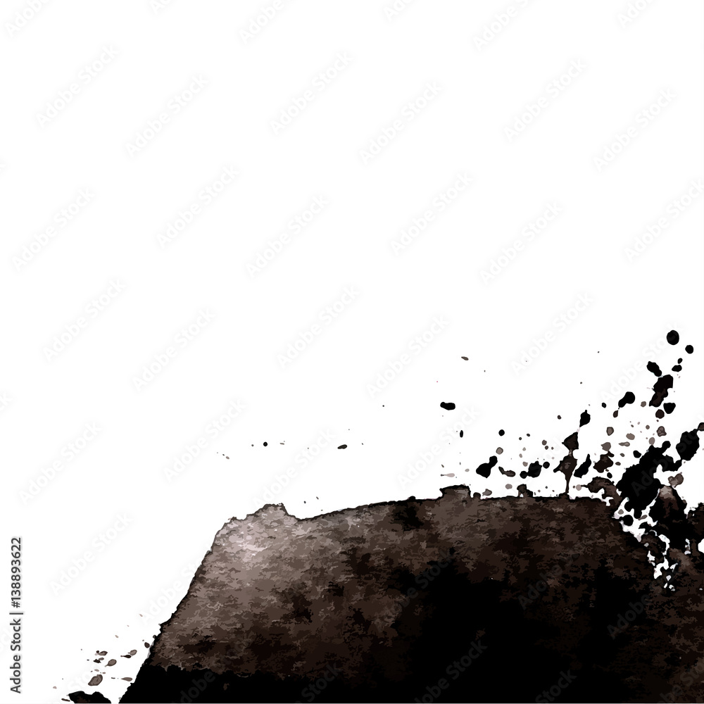 Hand drawn watercolor black stain. Stock Vector | Adobe Stock