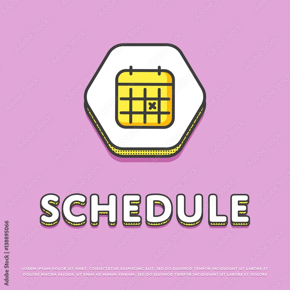 Schedule colour hexagonal icon isolated vector illustration. Calendar ...