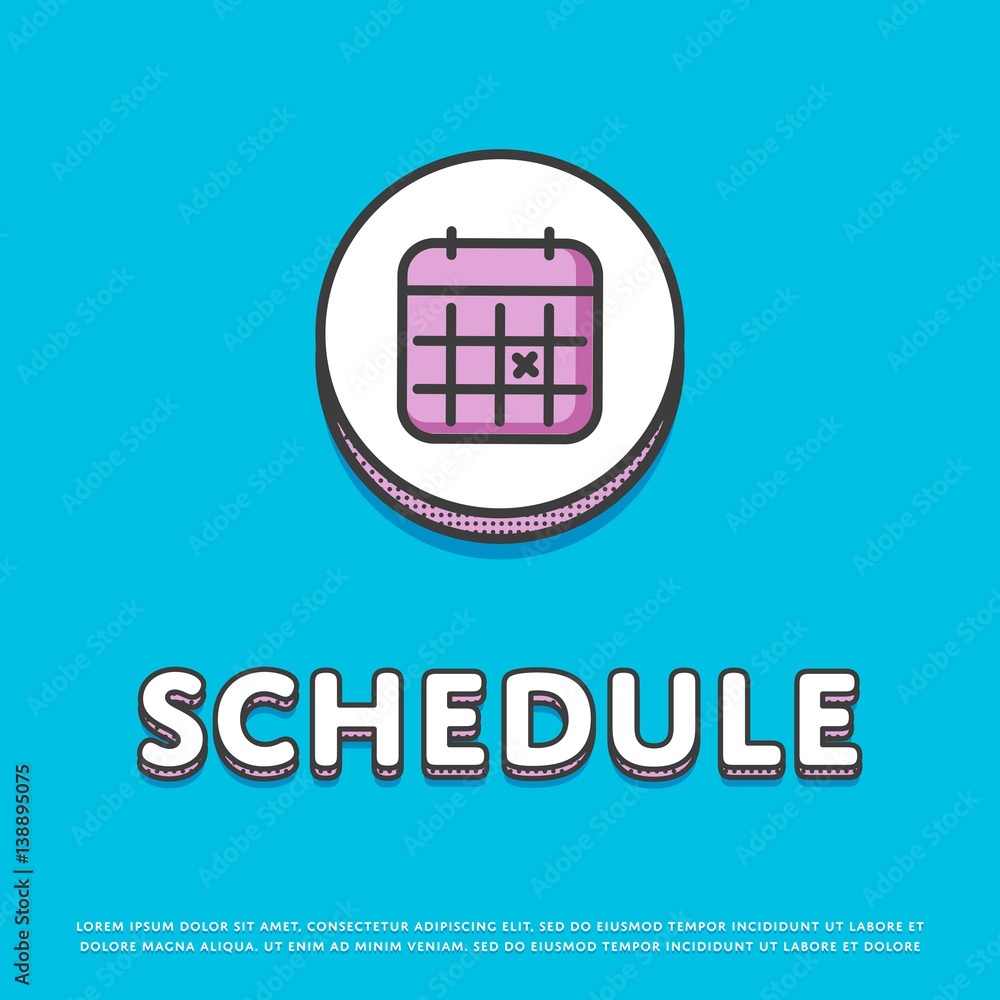 Schedule colour round icon isolated vector illustration. Calendar with ...