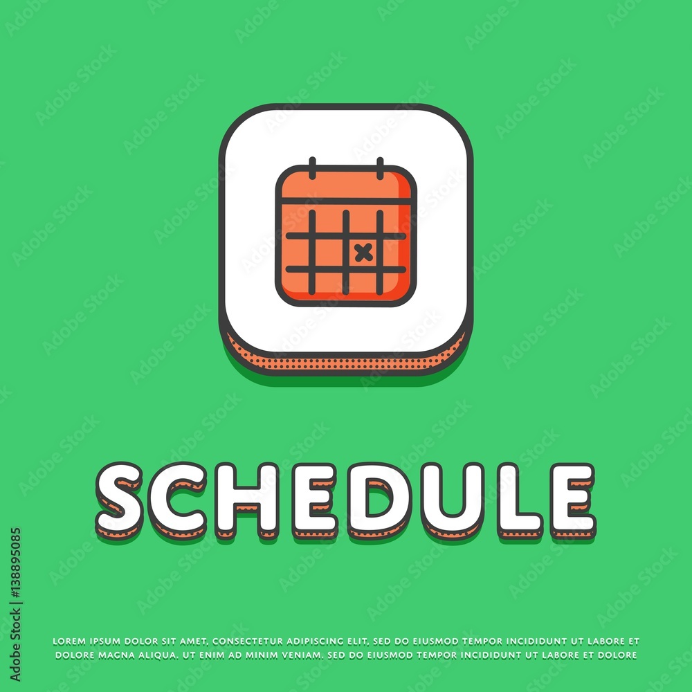 Schedule colour square icon isolated vector illustration. Calendar with ...