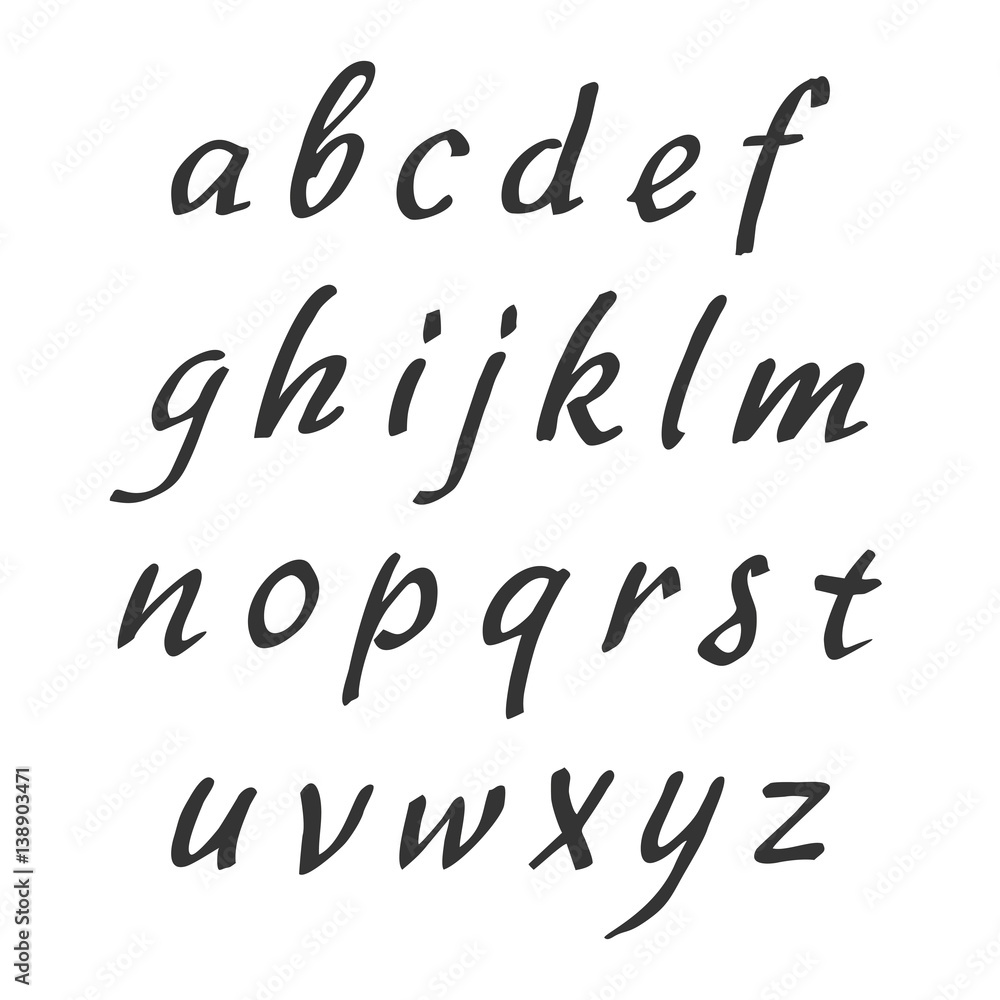 Vector handwritten alphabet. Lowercase letters. Brush script. Modern ...