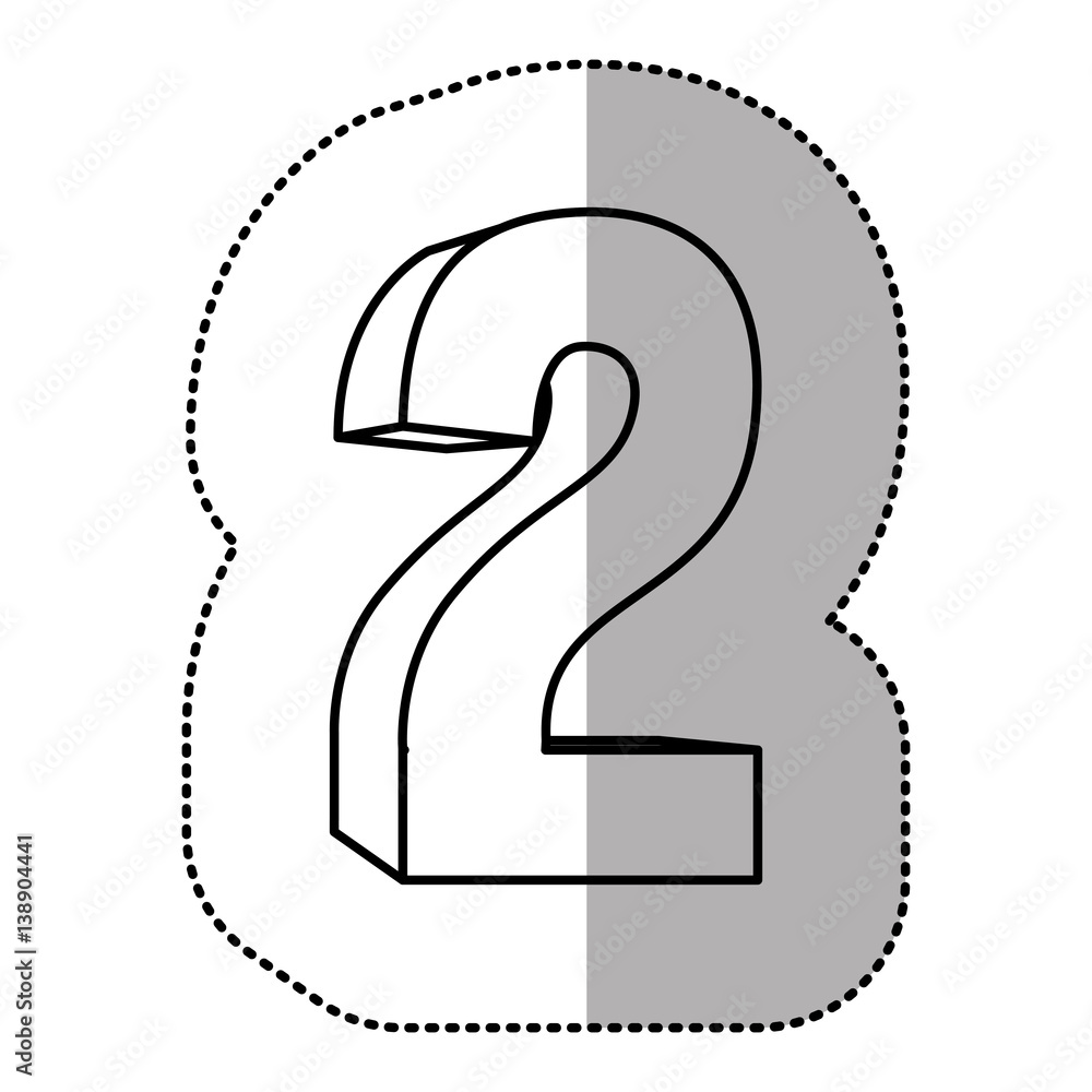 contour number two icon, vector illustraction design image Stock Vector ...