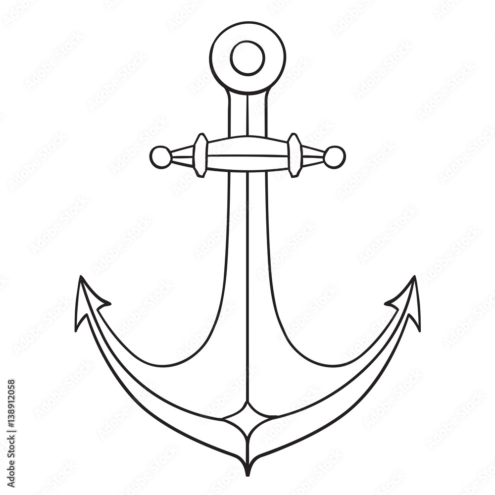 Anchor. Outline drawing, hand drawn sketch Stock Vector | Adobe Stock