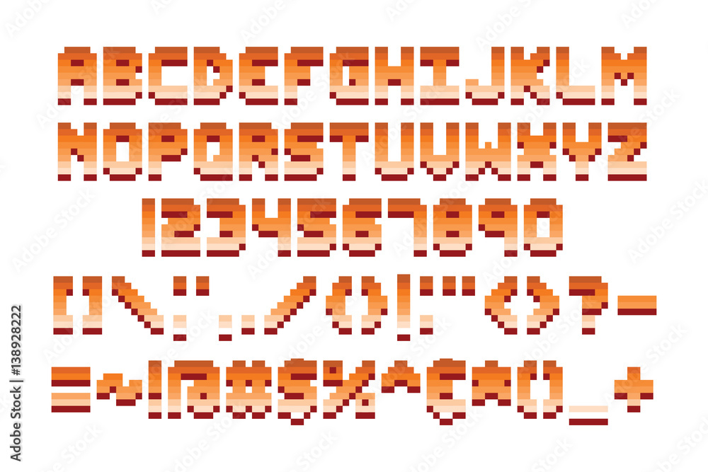 Pixel retro font computer game design vector illustration Stock Vector ...
