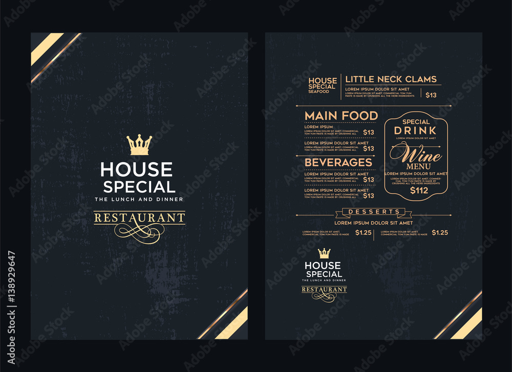 Creative menu design. Layout design, Design set for menu restaurant ...