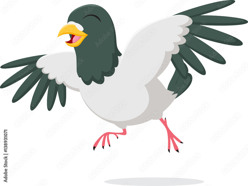 Happy Pigeon cartoon character Stock Vector | Adobe Stock