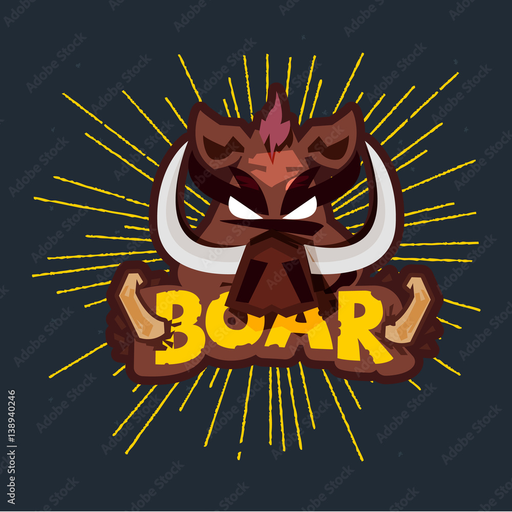Wild Boar head. logo design - vector Stock Vector | Adobe Stock
