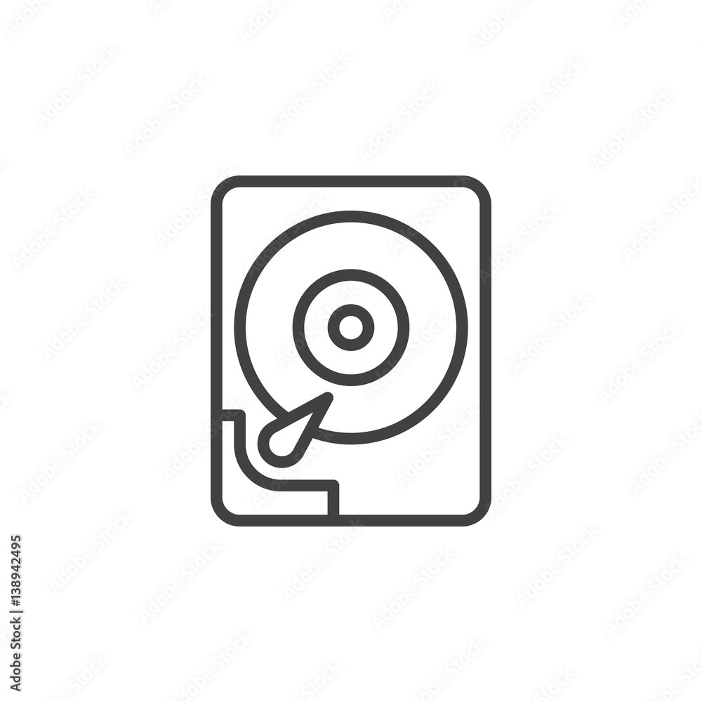 Hard disk drive line icon, outline vector sign, linear style pictogram ...