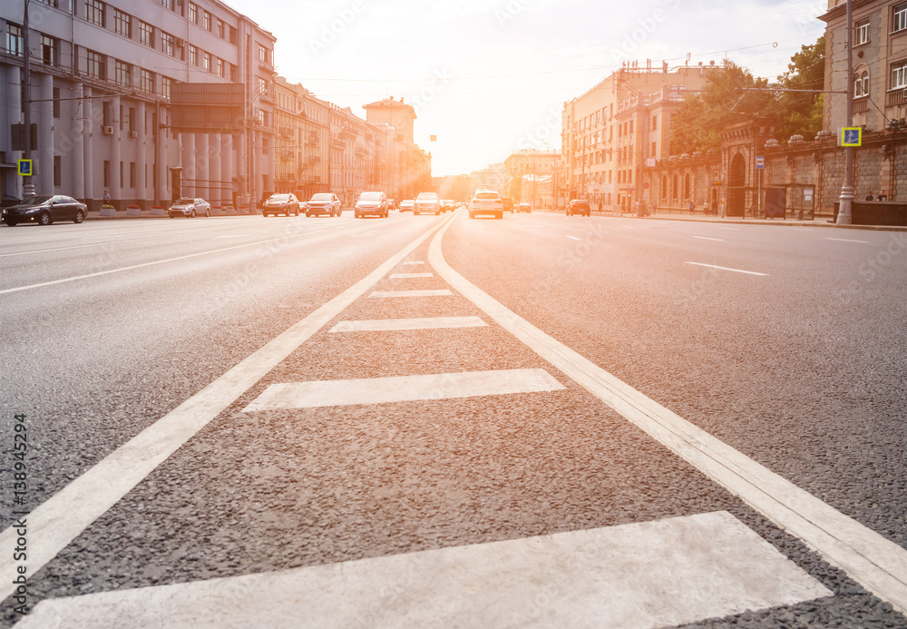 Traffic island in the middle of the road Stock Photo | Adobe Stock