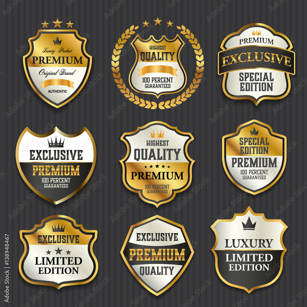 Luxury premium golden labels collection,vector illustration Stock ...