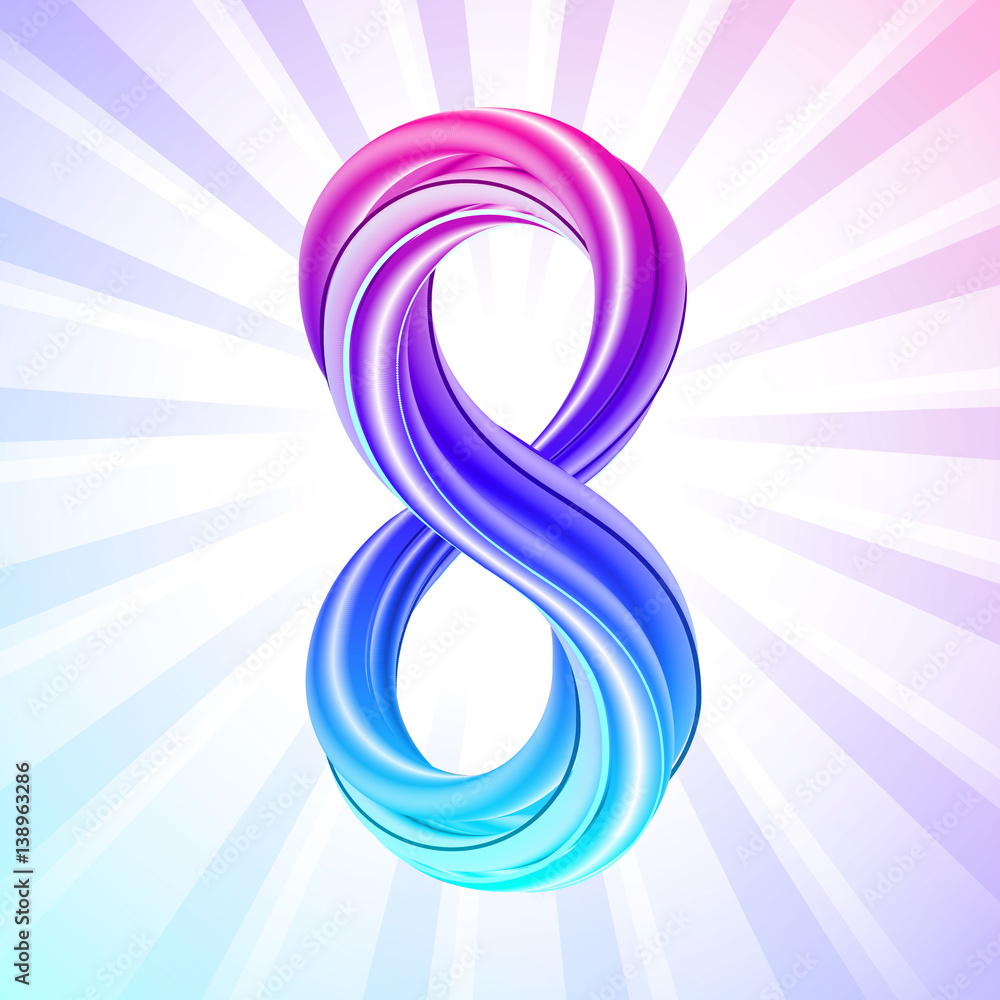 Colorful number eight icon, symbol of March 8. Rainbow colors, light ...