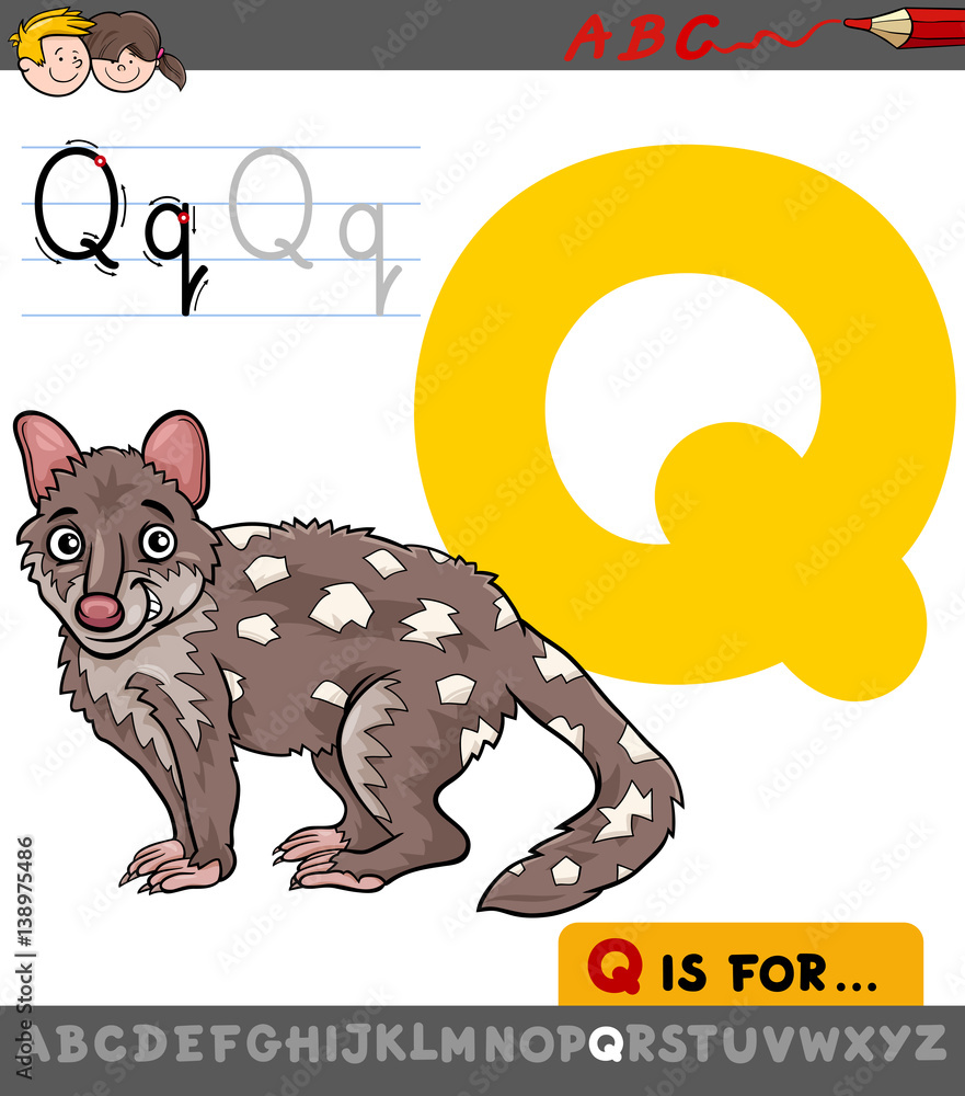 letter q with cartoon quoll Stock Vector | Adobe Stock