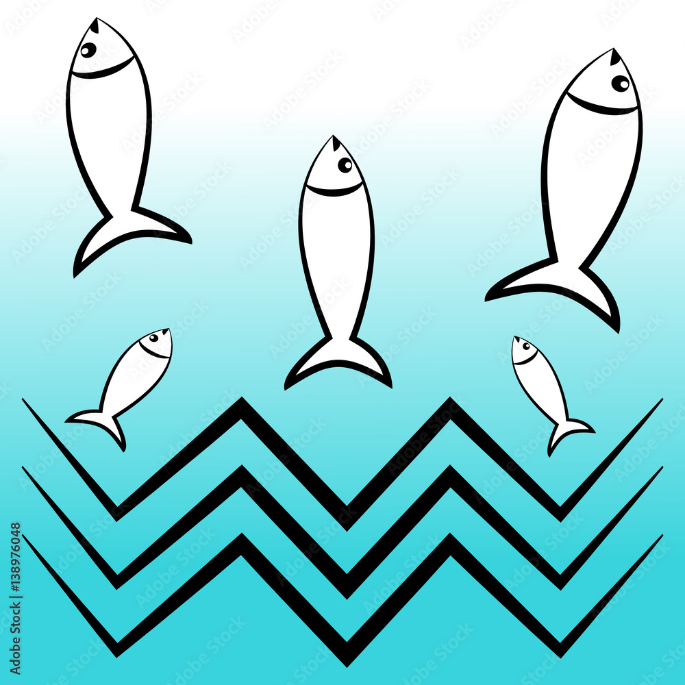 Icon of Fish jumping to the water. Vector illustration Stock Vector ...