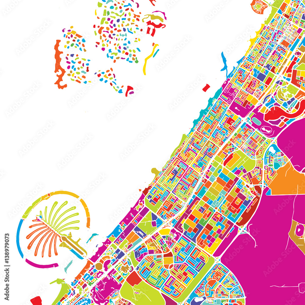 Dubai Colorful Vector Map Stock Vector | Adobe Stock