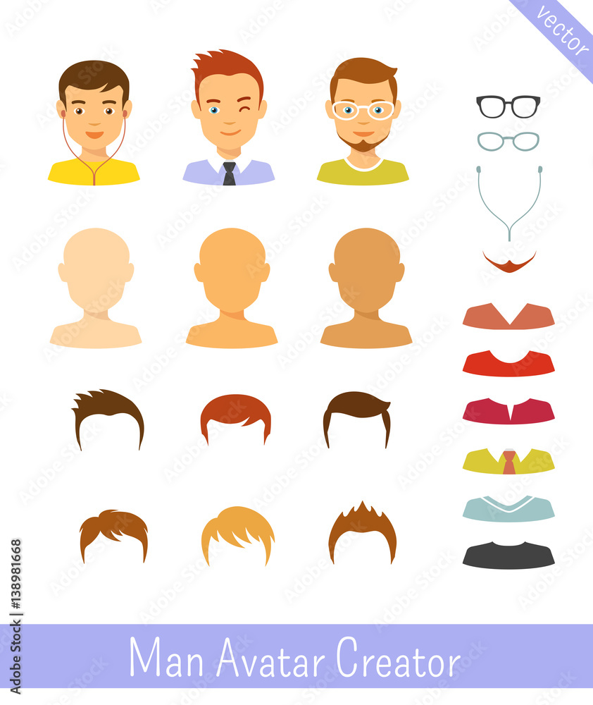 Man avatar creator and male avatars Stock Vector | Adobe Stock