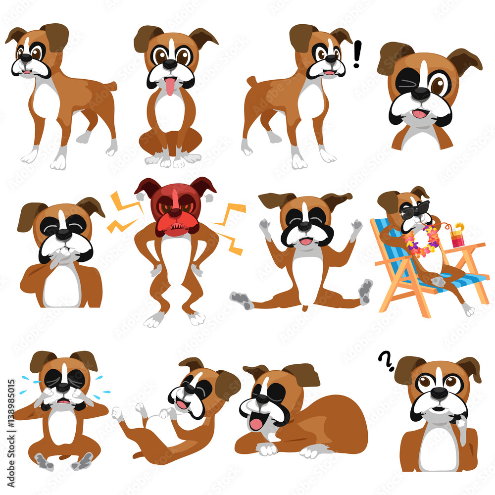 Boxer Dog Emoji Emoticon Expression Stock Vector | Adobe Stock