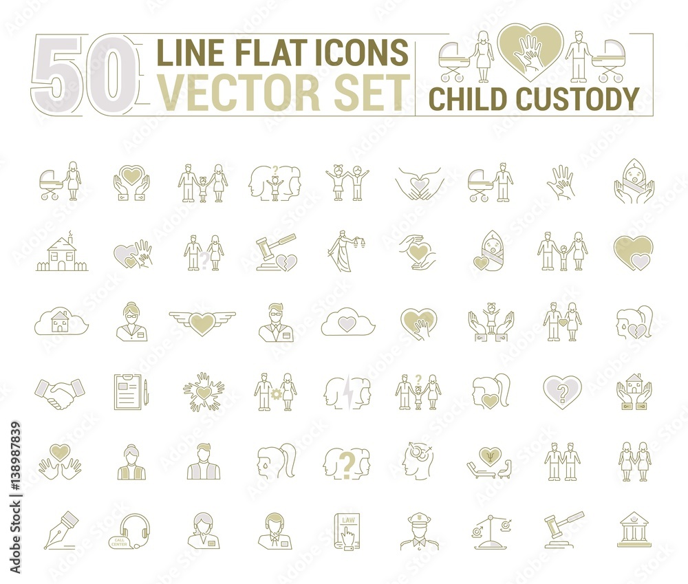Vector graphic set. Icons in flat, contour, thin and linear design ...