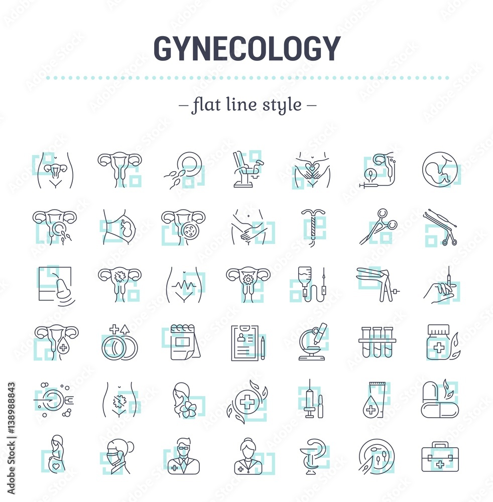 Vector graphic set.Icons in flat, contour,thin, minimal and linear ...