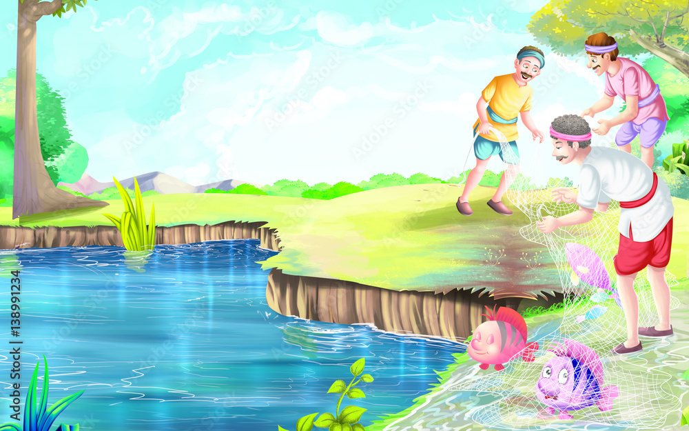 Three Little fish story Stock Illustration | Adobe Stock