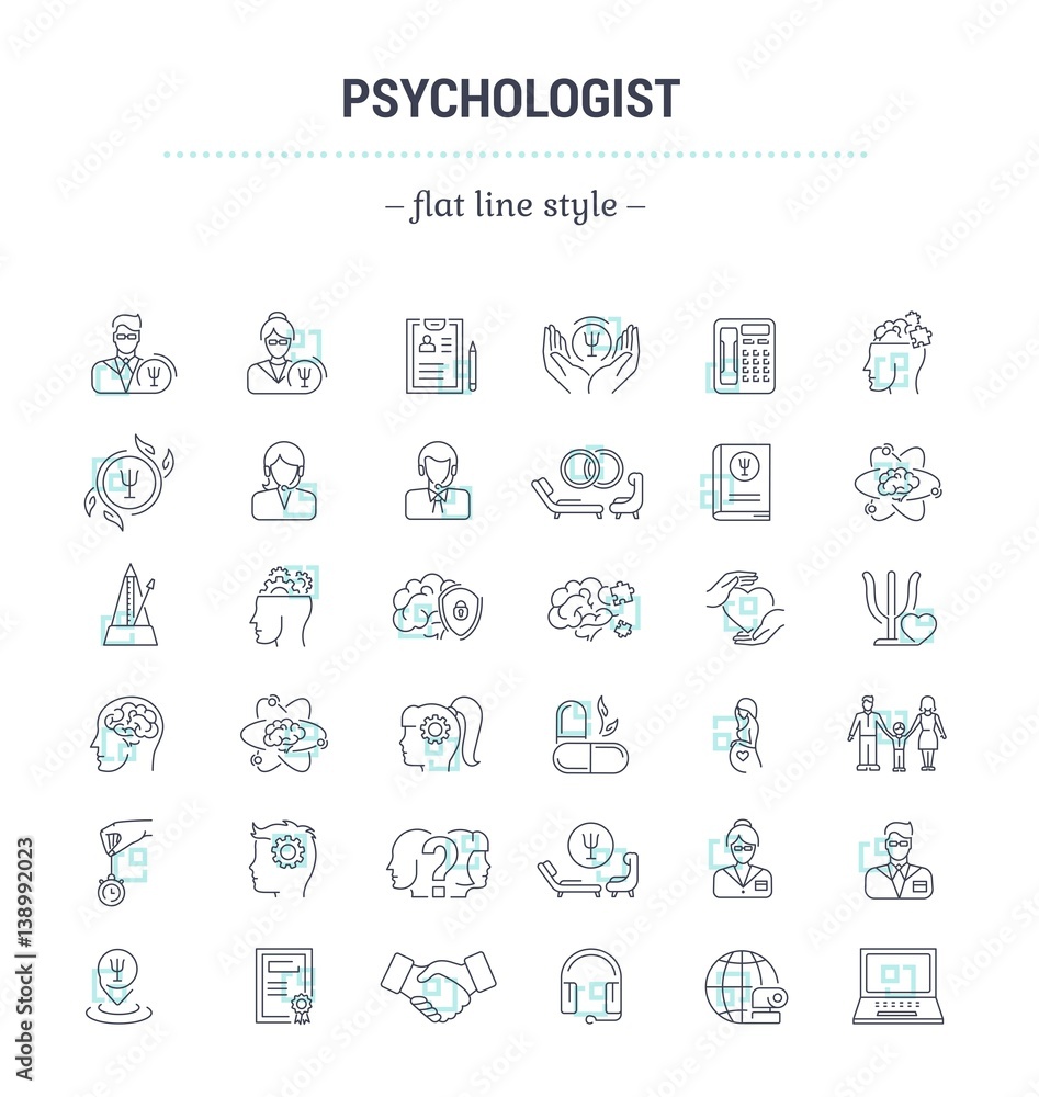 Vector graphic set.Icons in flat, contour,thin, minimal and linear ...