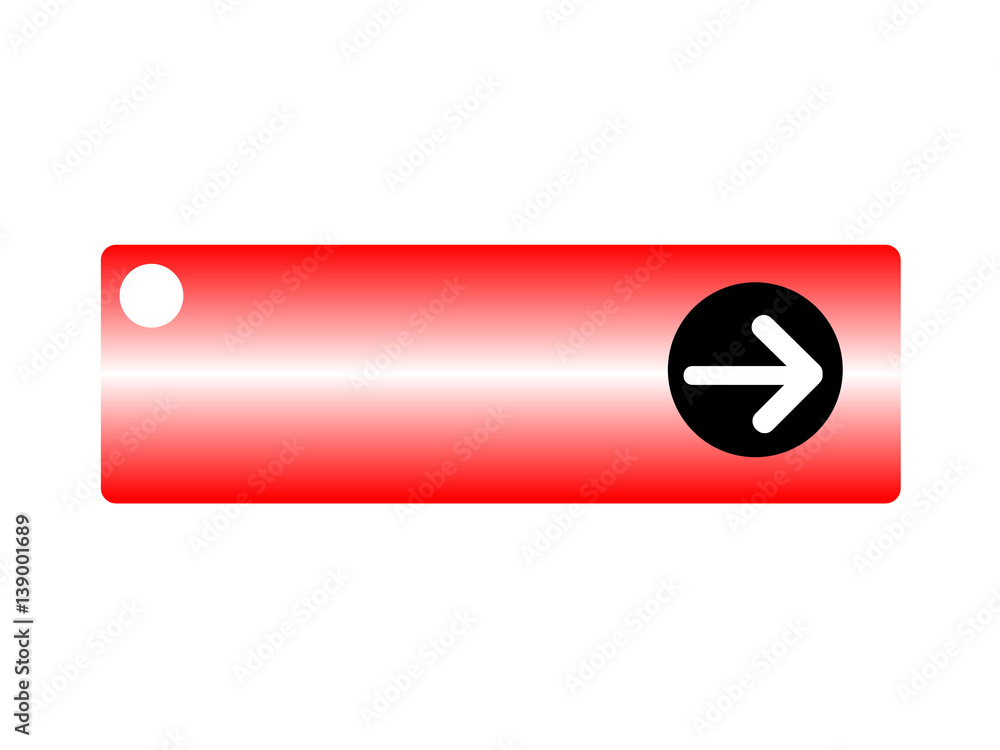 Red button with arrow symbol on white background. Vector illustration ...