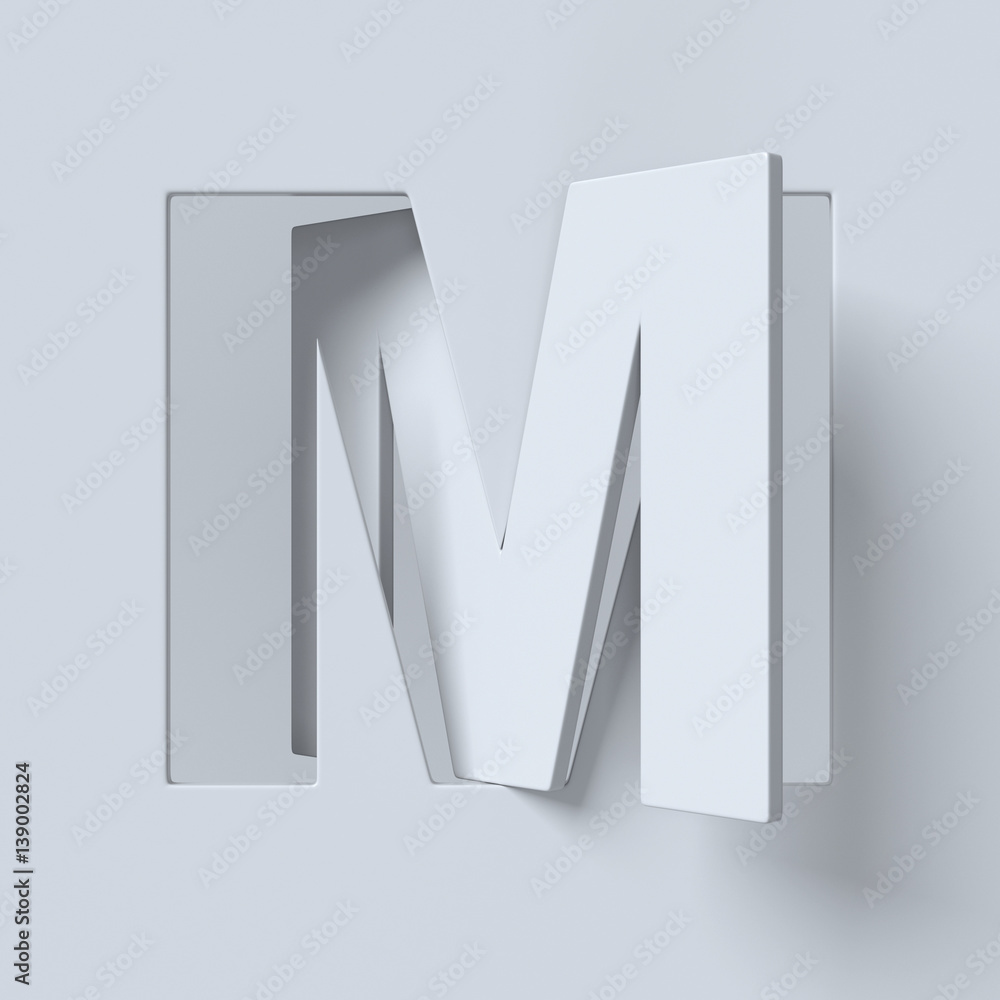 Cut out and rotated font 3d rendering letter M Stock Illustration | Adobe Stock