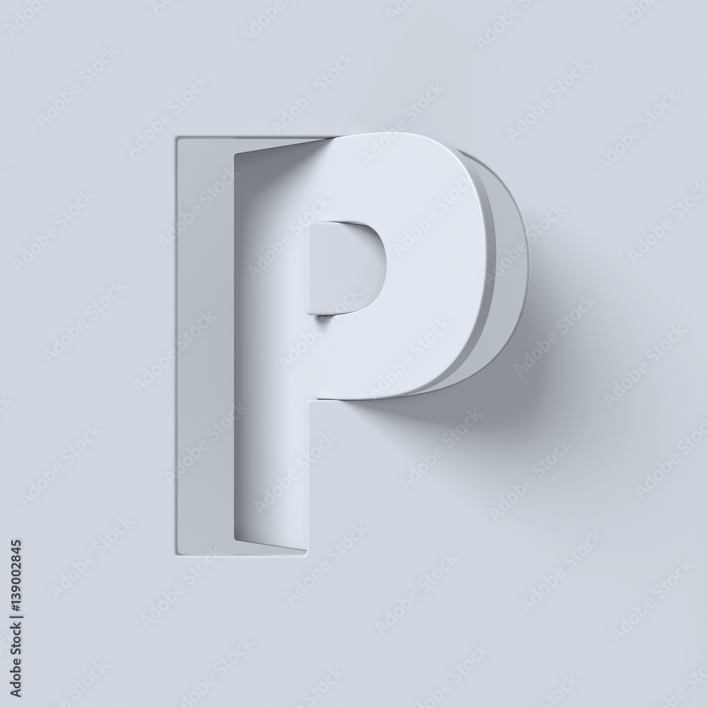 Cut out and rotated font 3d rendering letter P Stock Illustration | Adobe Stock