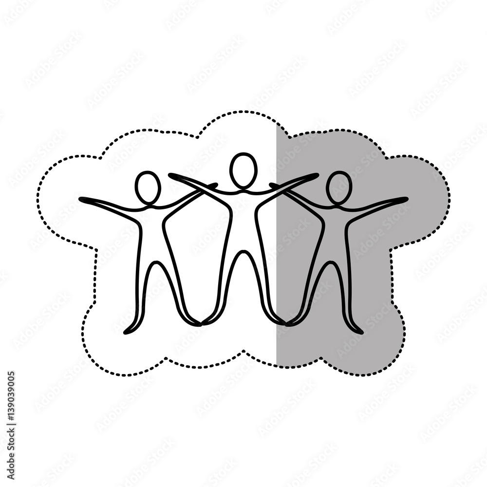 sticker people raise their hands, vector illustraction design image ...