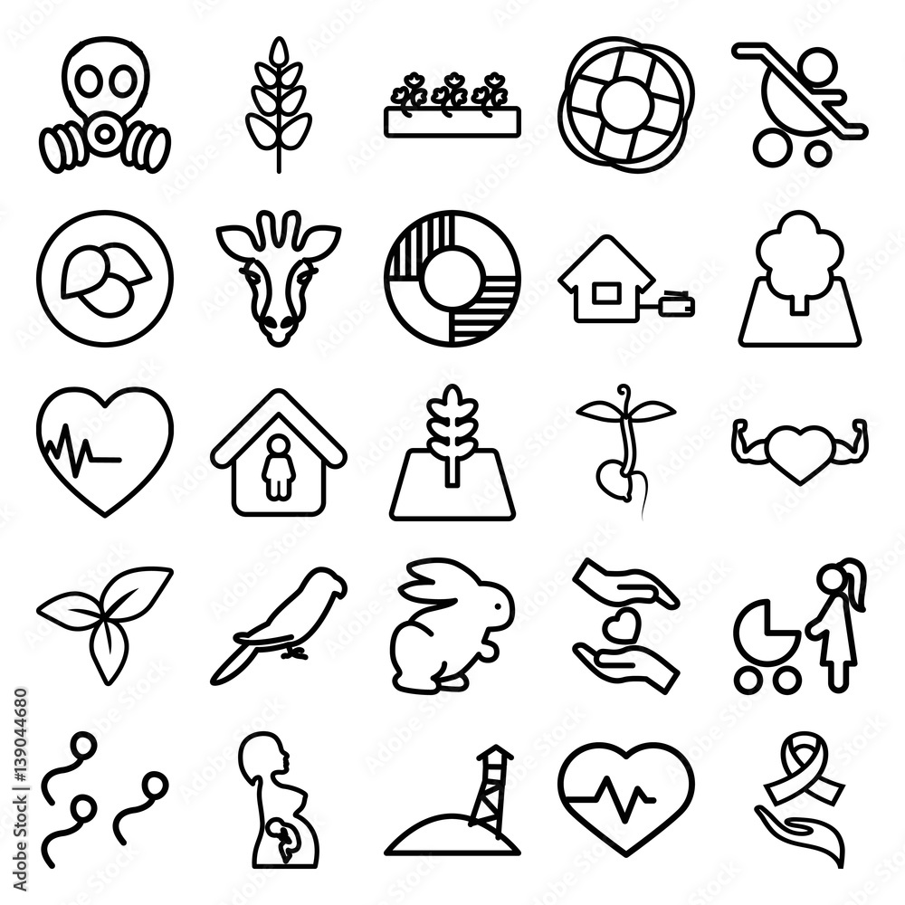 Set of 25 life outline icons Stock Vector | Adobe Stock