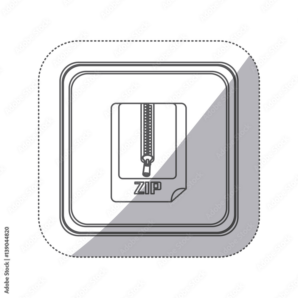 sticker monochrome silhouette square button with sheet with zip vector ...