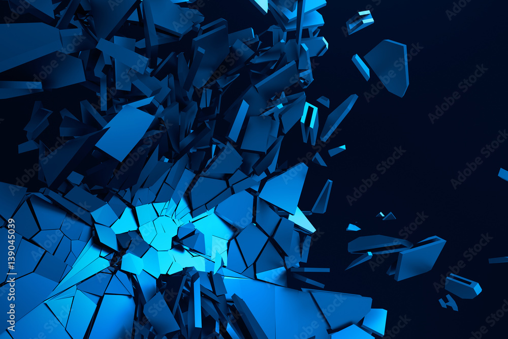 Abstract 3d rendering of cracked surface. Background with broken shape ...