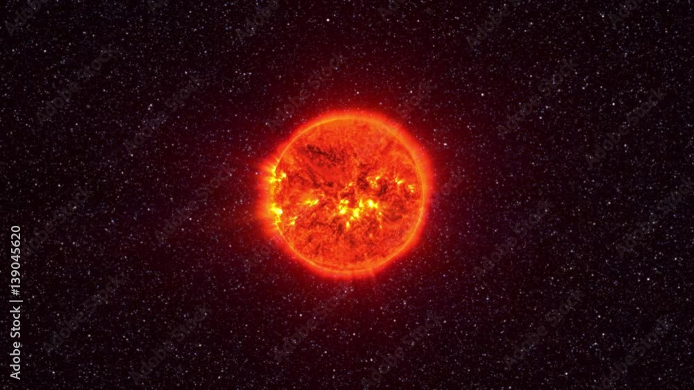 Loopable: Sun surface with solar flares. The Sun spinning in space ...